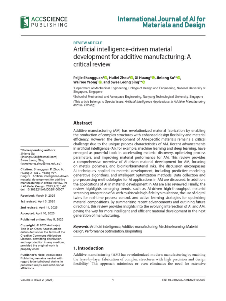 Artificial intelligence-driven material development for additive manufacturing: A critical ...