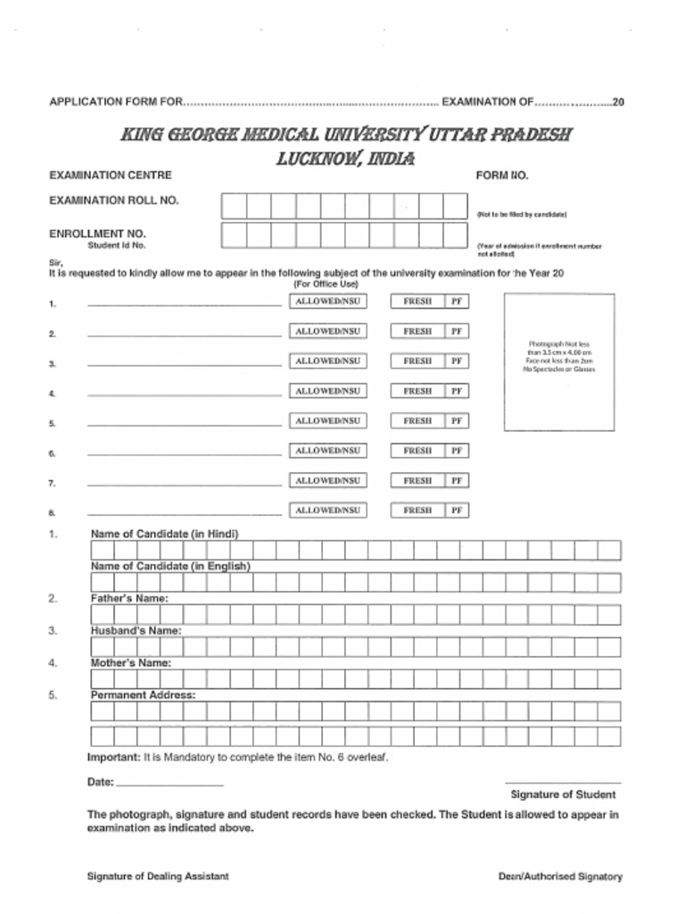 Examination Form.. | PDF