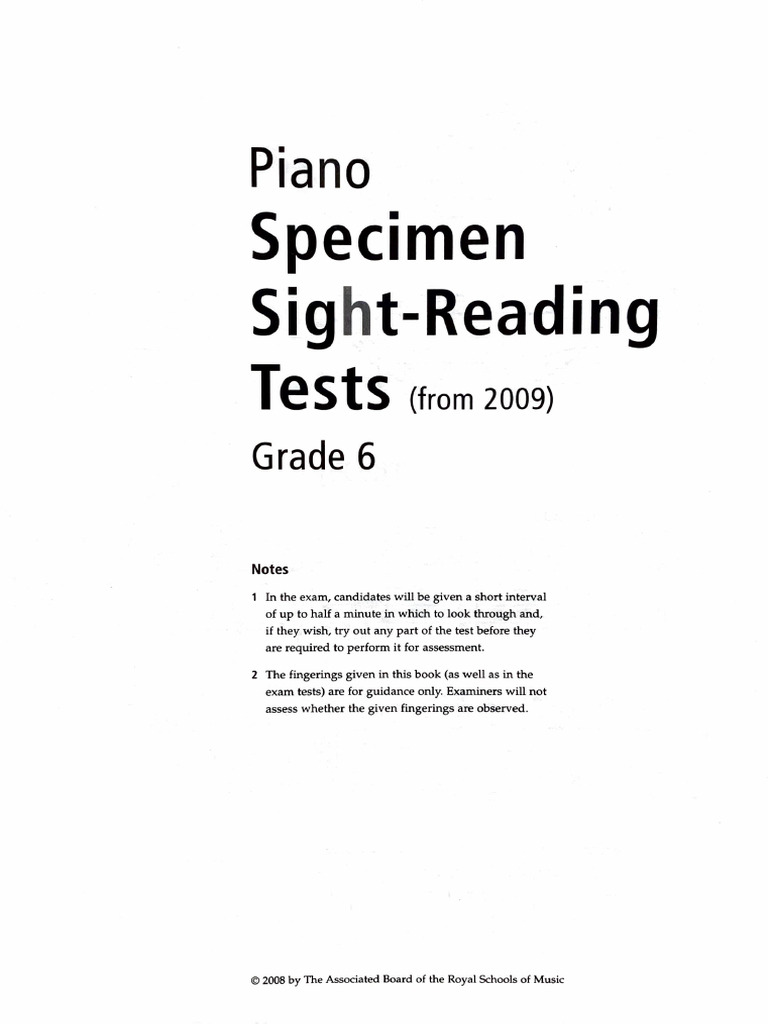 Grade 6 Piano Sight-Reading Tests | PDF | Tempo | Rhythm And Meter