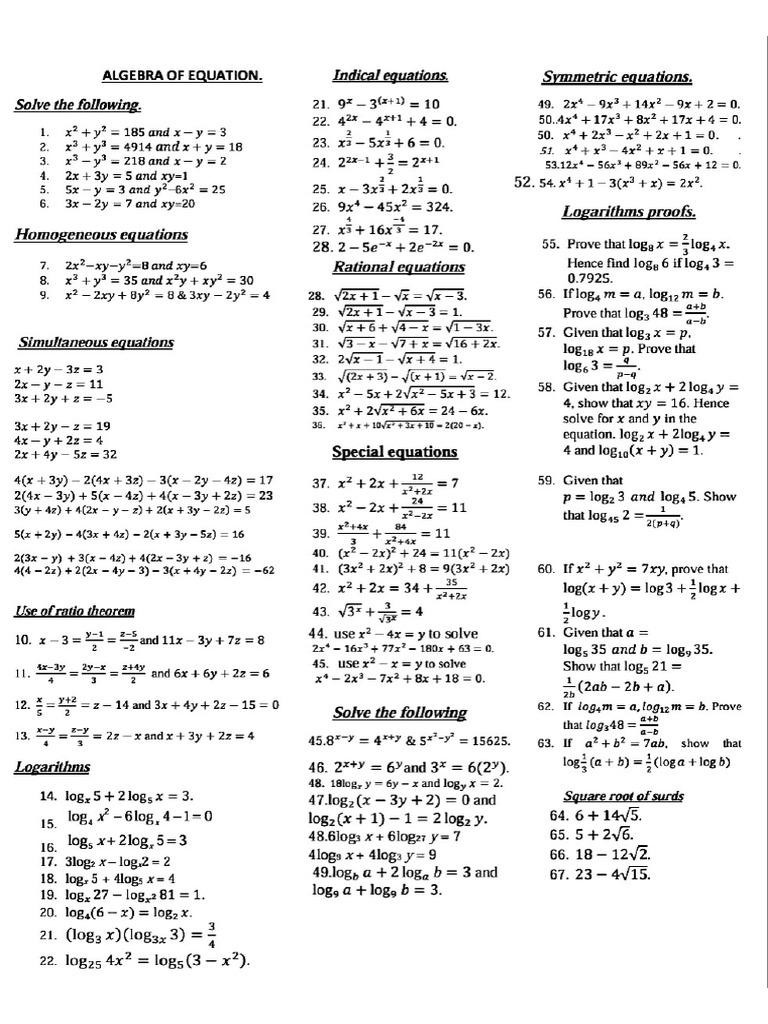 Algebra, Quadratics, Partial Fractions and Trigonometry | PDF