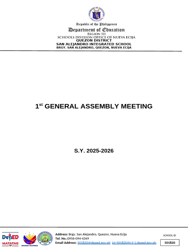 Accomplishment Report 1st General Assembly Meeting | PDF