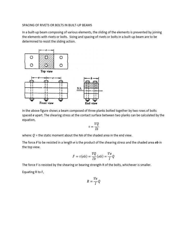 Rivet Spacing in Built-Up Beams | PDF