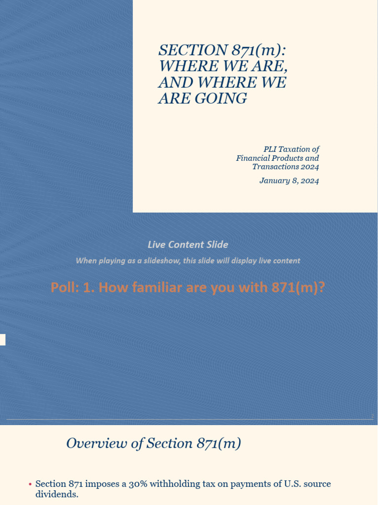 Section 871(m) Withholding Tax Overview | PDF | Exchange Traded Fund ...