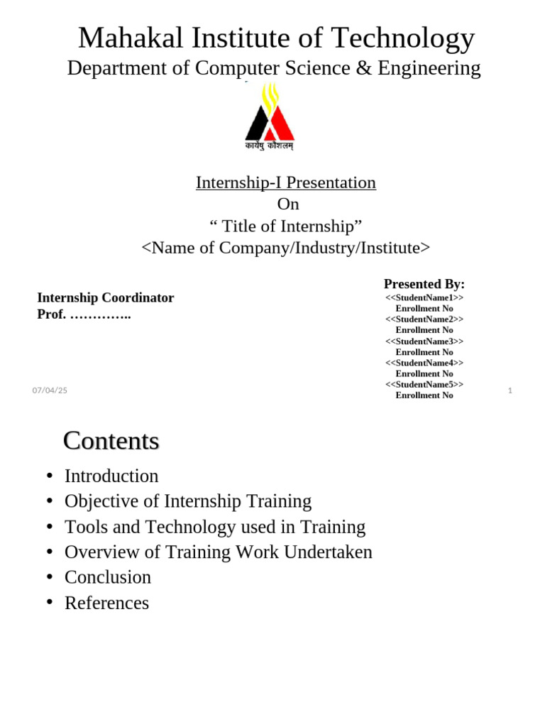Internship Presentation Template | PDF