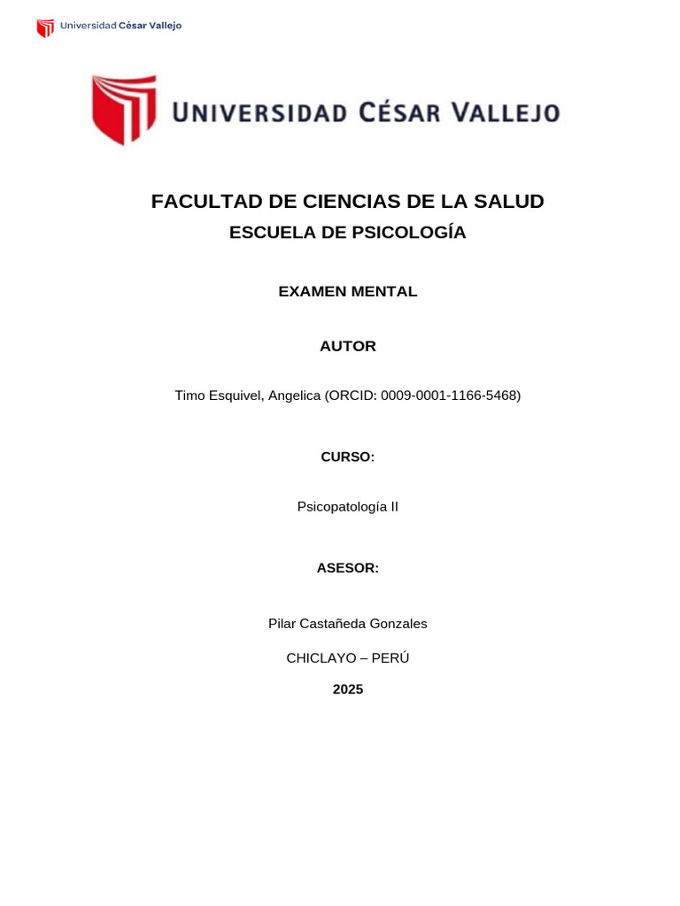 INFORME DE EXAMEN MENTAL Ayleen S | PDF | Las emociones | Memoria