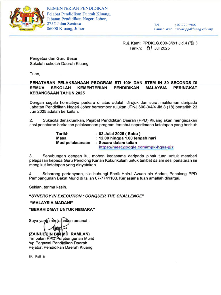 Penataraan Pelaksanaan Program Sti 100 Dan Stem in 30 Seconds Di | PDF