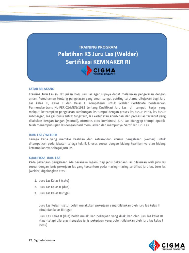 Silabus K3 Juru Las (Welder) | PDF