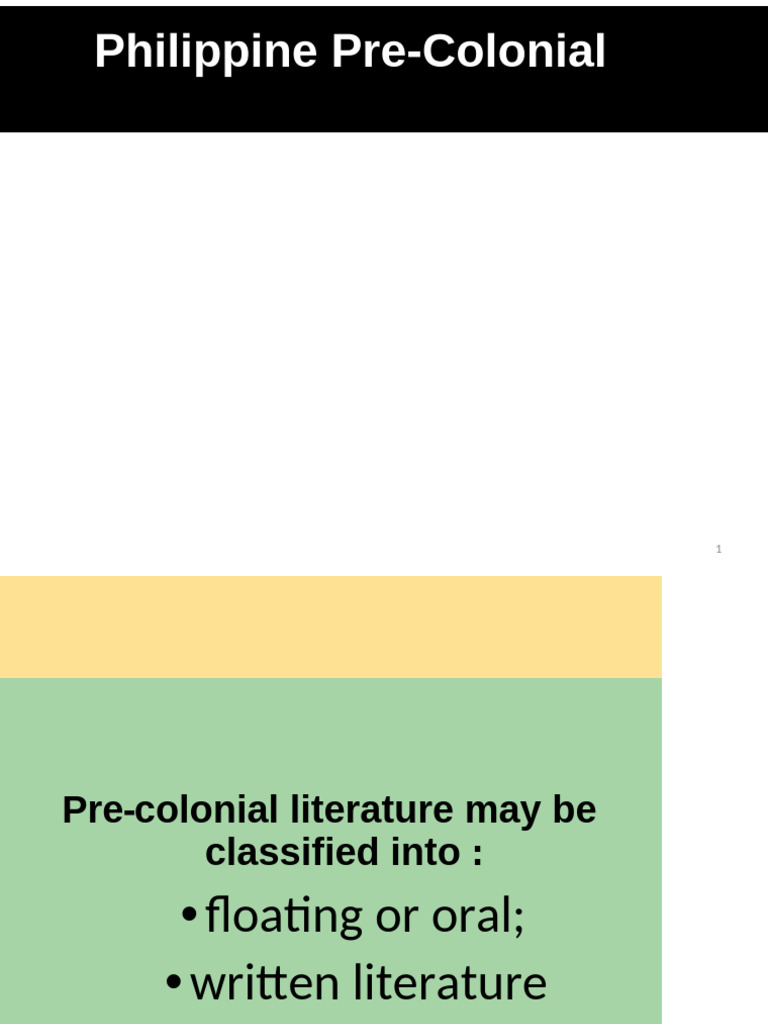 Philippinepre Colonialliterature | PDF | Poetry | Oral Tradition
