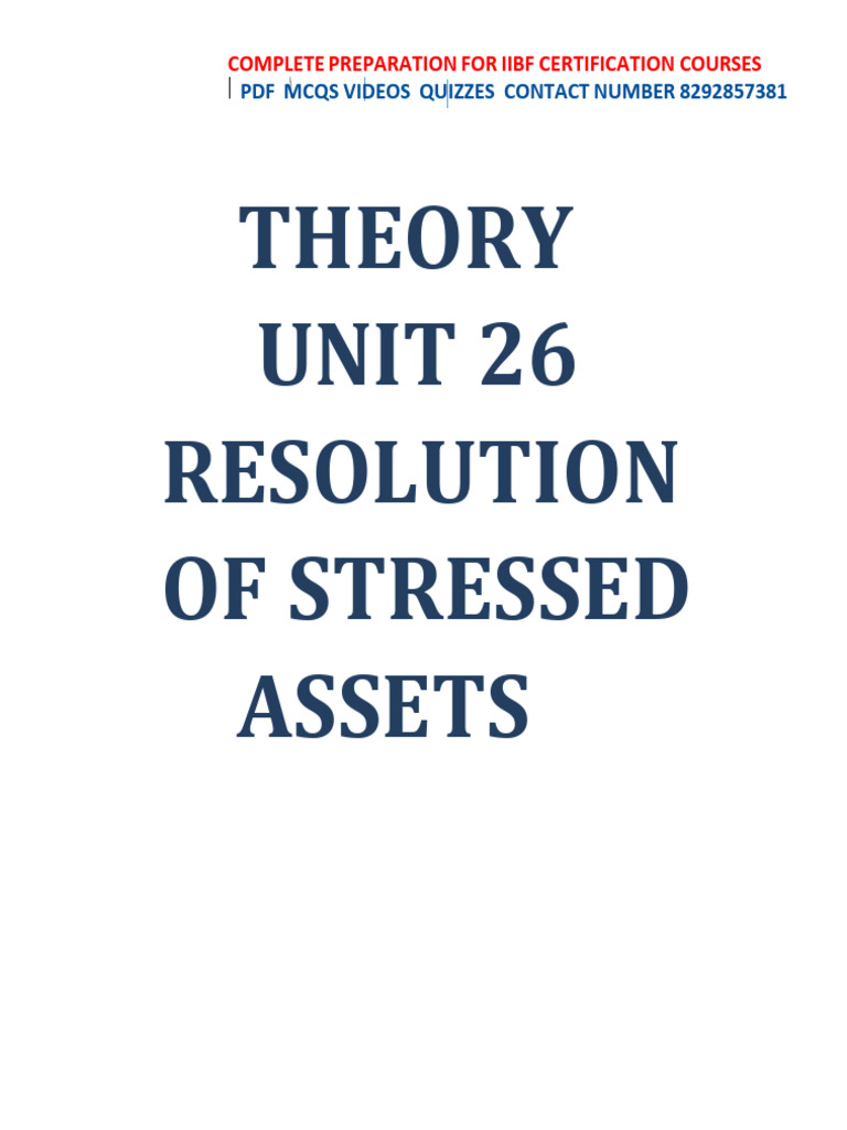 Theory Unit 26 Resolution of Stressed Asset | PDF | Banks | Finance ...