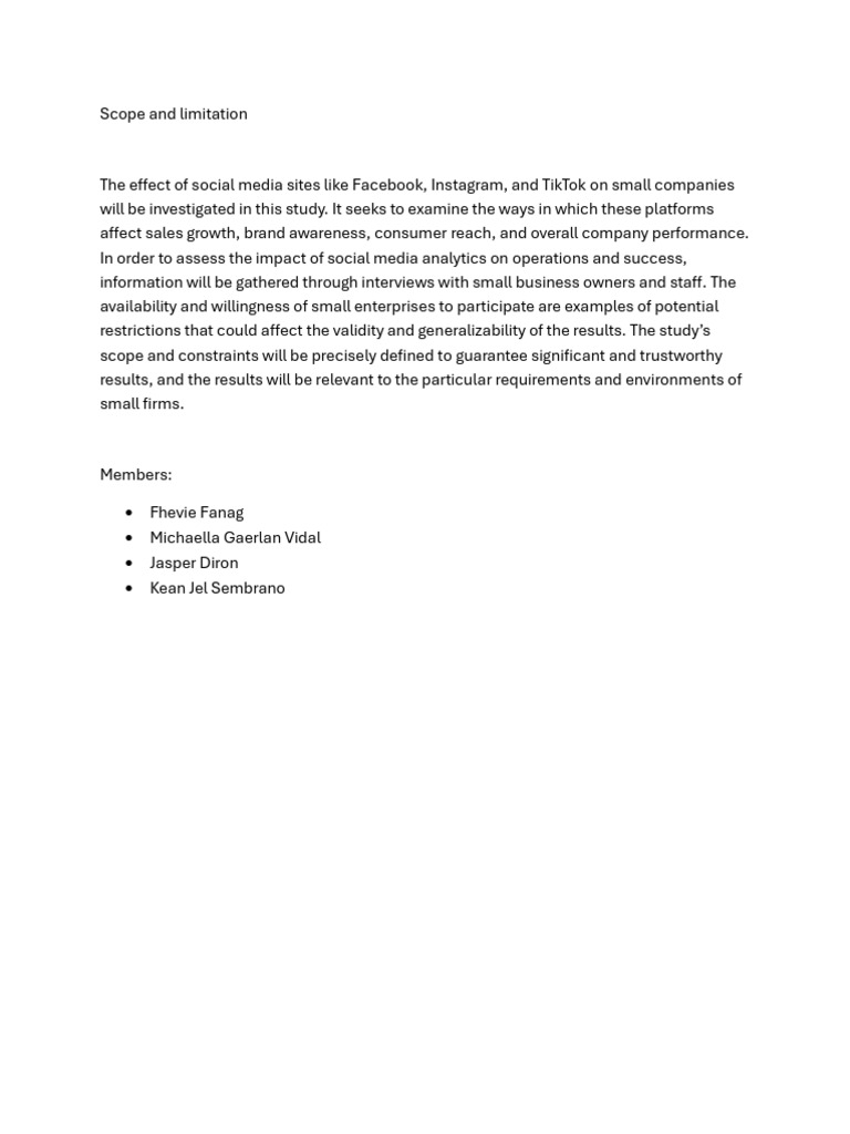 Scope and Limitation | PDF