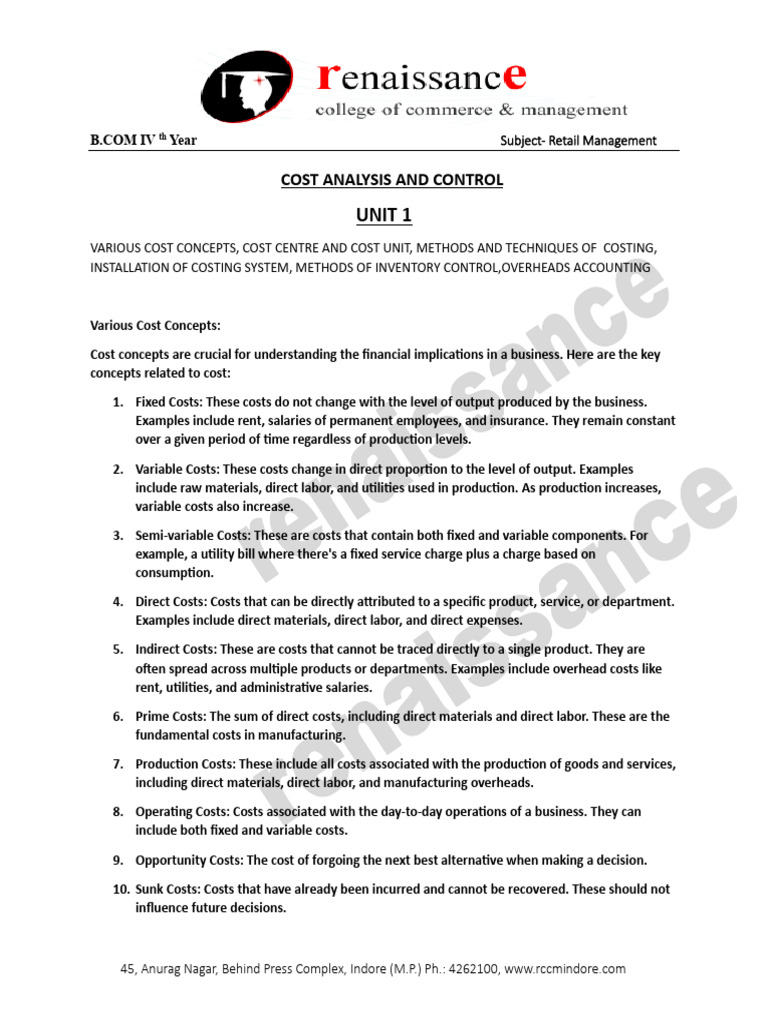 COST-ANALYSIS-AND-CONTROL-Bcom 4th-Year | PDF | Audit | Budget