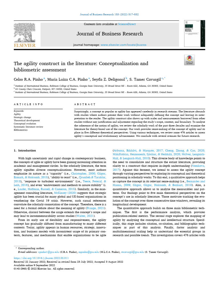 The Agility Construction: Concept | PDF | Factor Analysis | Analysis