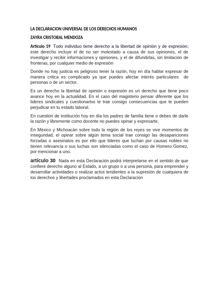 La Declaracion Universal de Los Derechos Humanos | PDF