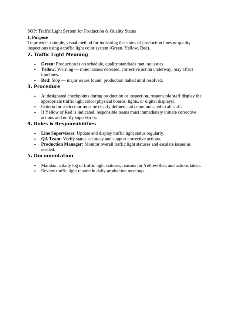 Traffic Light System for Production Status | PDF