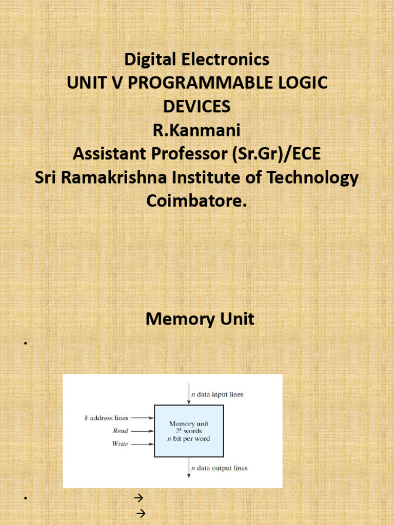 Unit IV Memory and Programmable Logic | PDF | Computer Memory | Random ...