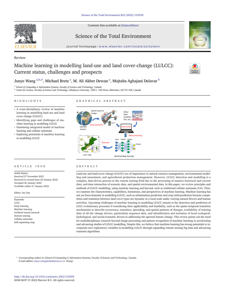 Science of The Total Environment: Junye Wang Michael Bretz, M. Ali ...