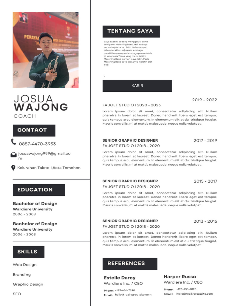 Black White Minimalist CV Resume | PDF