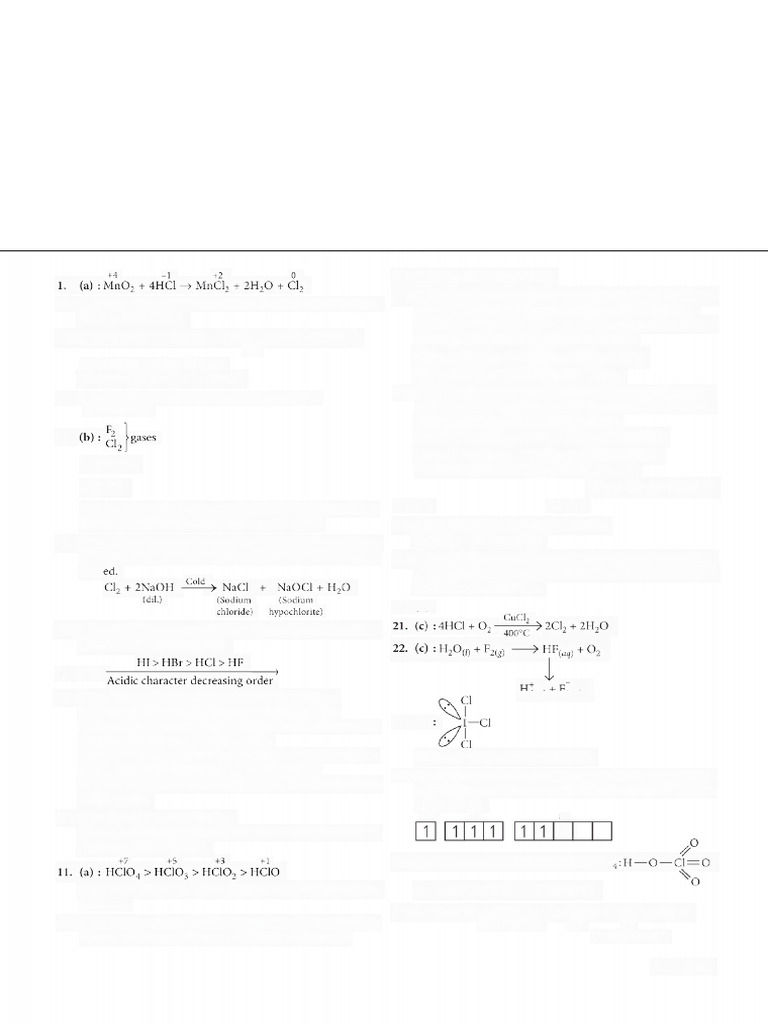 12th Chemisitry DPP Sol (13!06!2025) | PDF | Chlorine | Oxygen