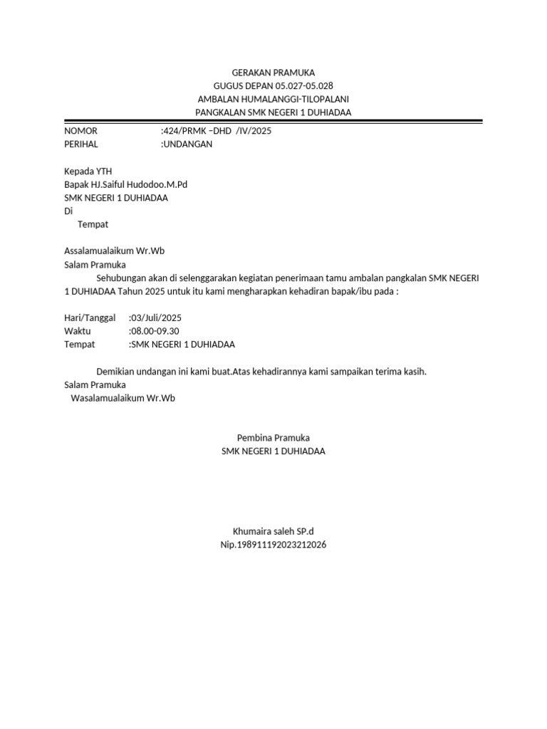 Surat Undangan Pramuka | PDF