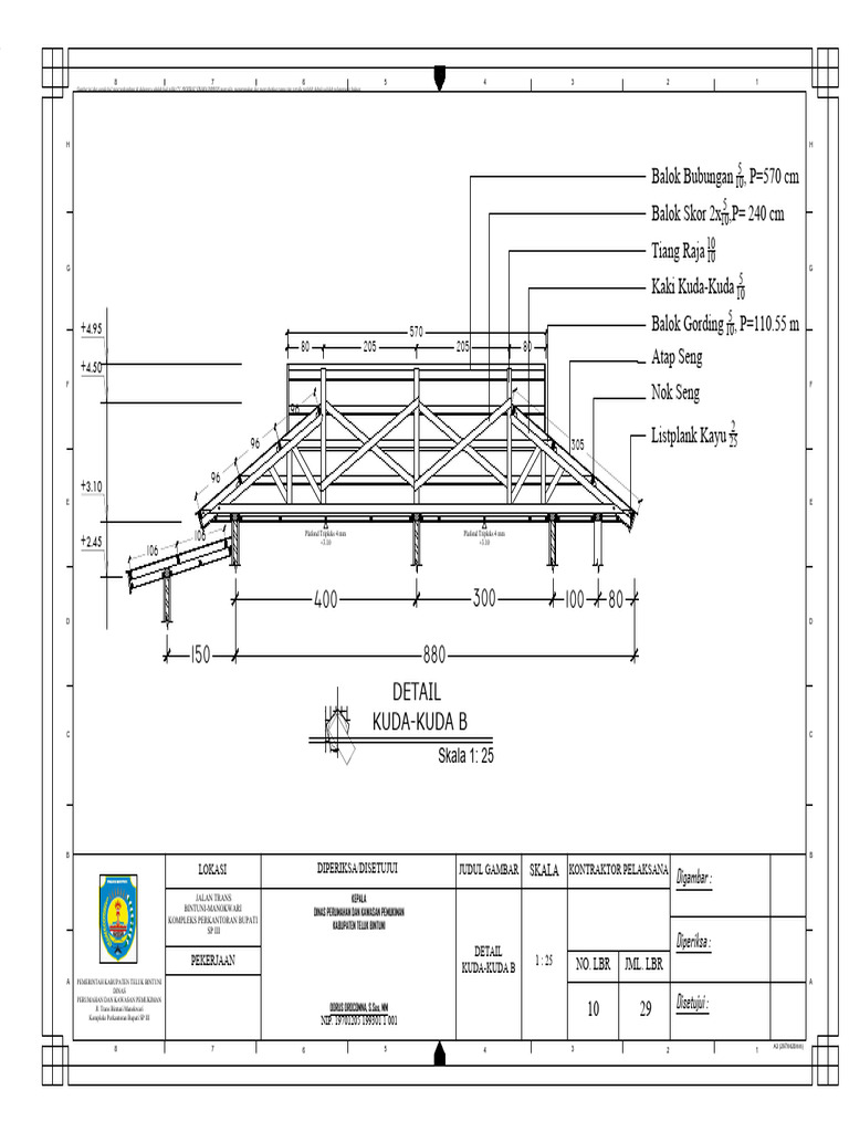 Rincian Potongan Atap Rumah | PDF