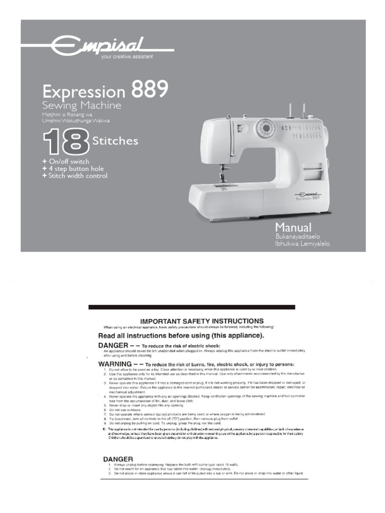 Empisal Sewing Machine User Manual | PDF