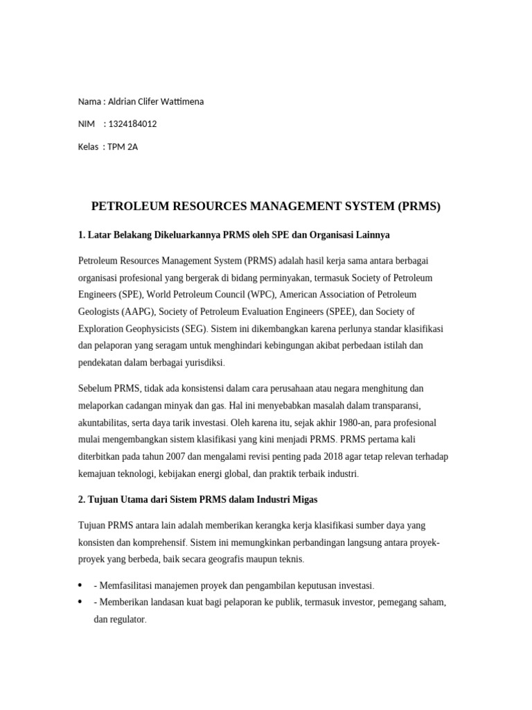 Penerapan PRMS dalam Industri Migas | PDF