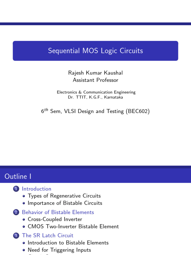 BEC602 - Module 5 Part 1, Sequential MOS Logic Circuits | PDF | Logic Gate | Cmos