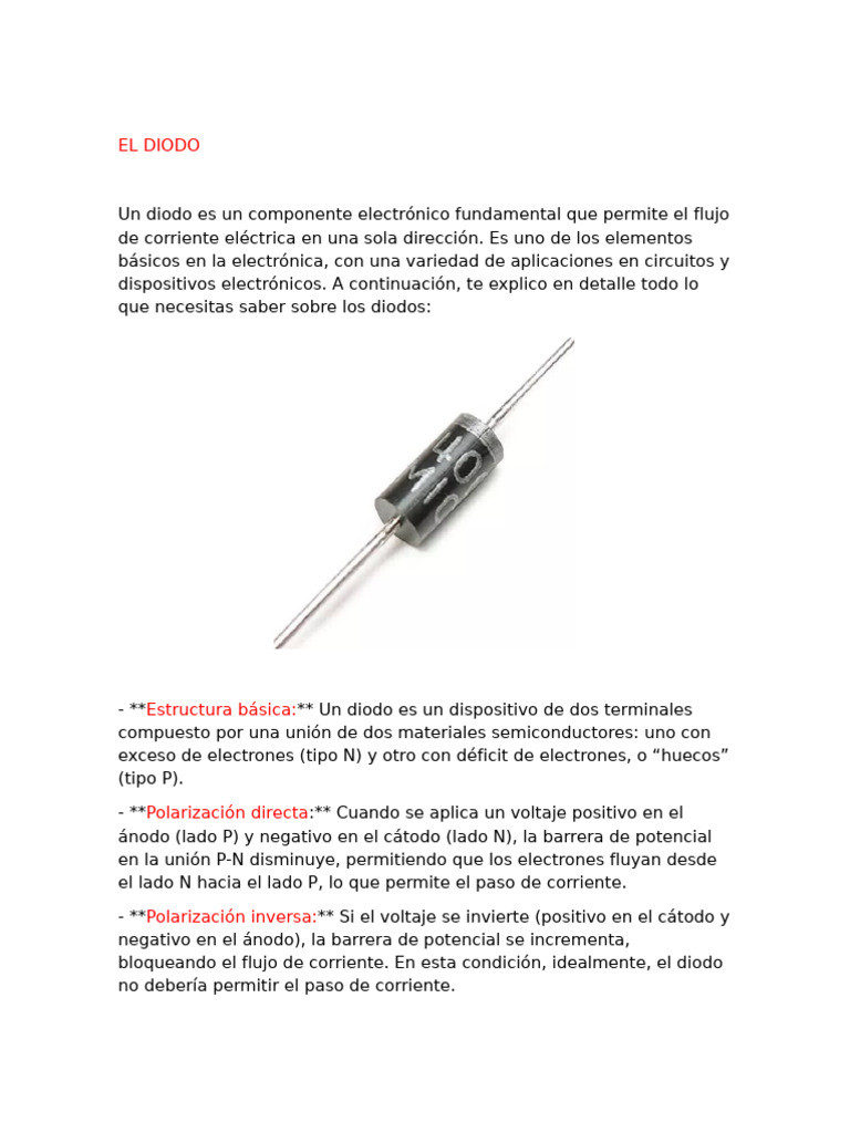 Trabajo Del Diodo | PDF | Diodo | Semiconductores