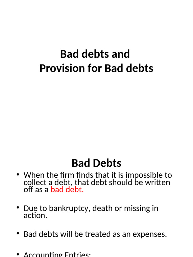 Slide Bad Debt and Provision For Doubtful Debt | PDF | Bad Debt ...