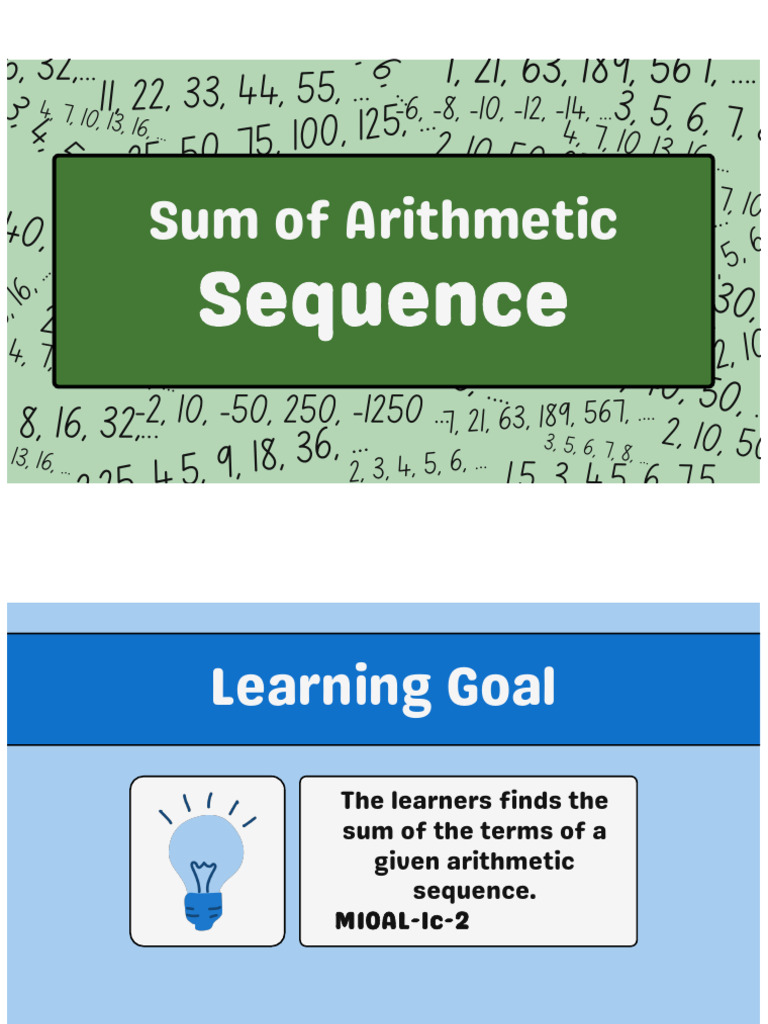 Sum of Arithmetic Sequence | PDF | Arithmetic | Mathematical Objects