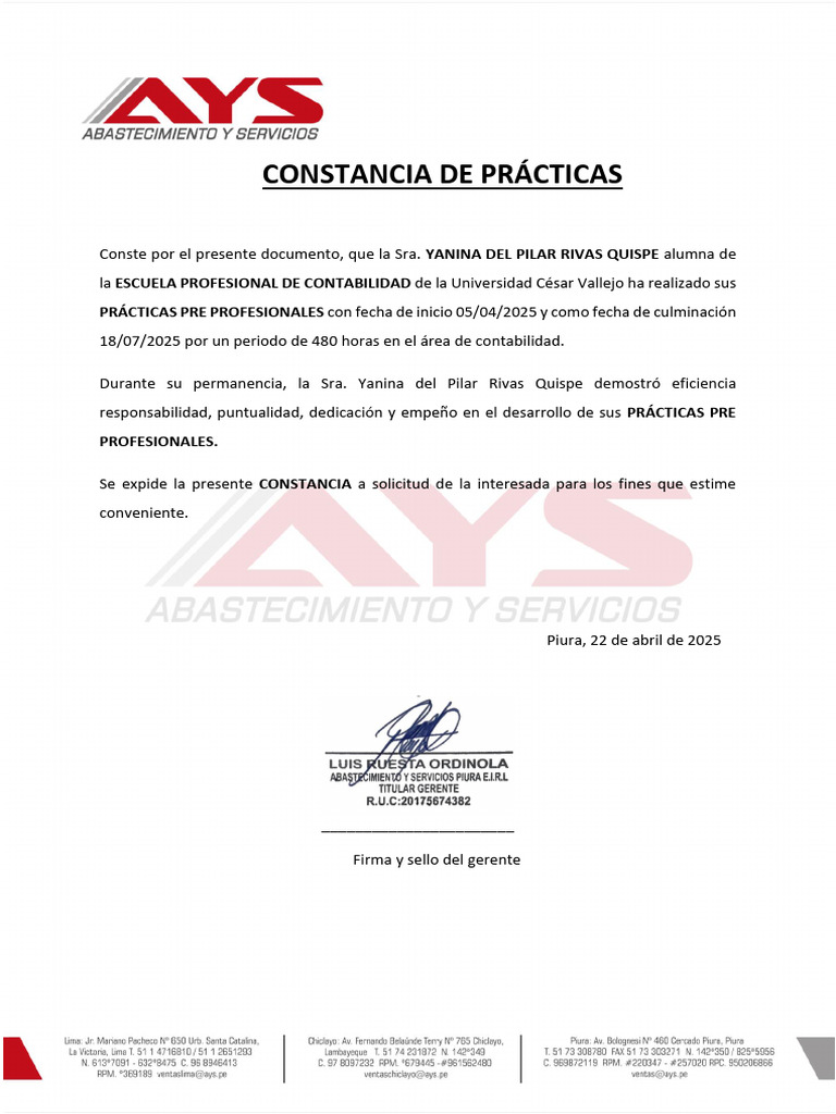 Constancia de Practicas | PDF