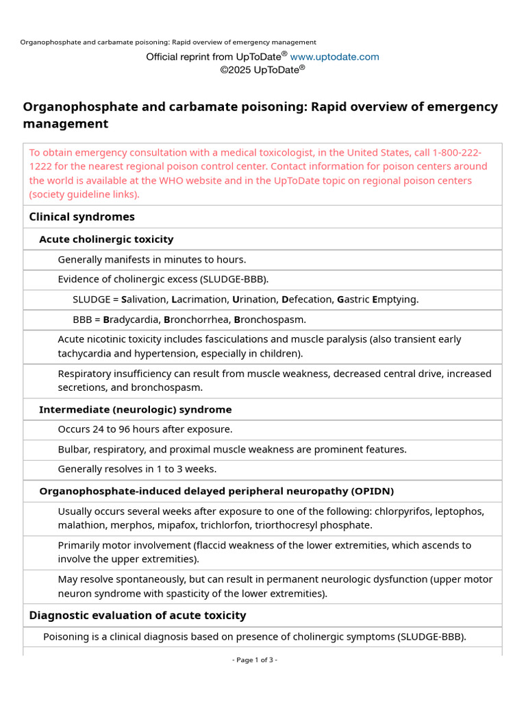 Organophosphate and Carbamate Poisoning - Rapid Overview of Emergency ...