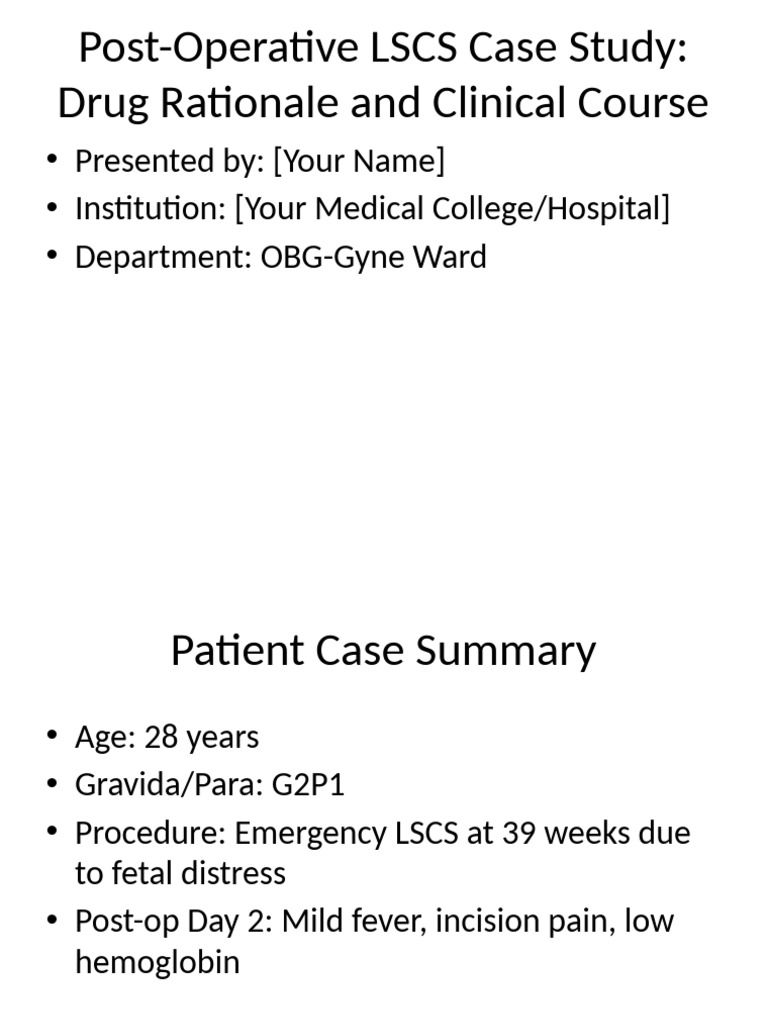 Post-Operative LSCS Case Study Insights | PDF