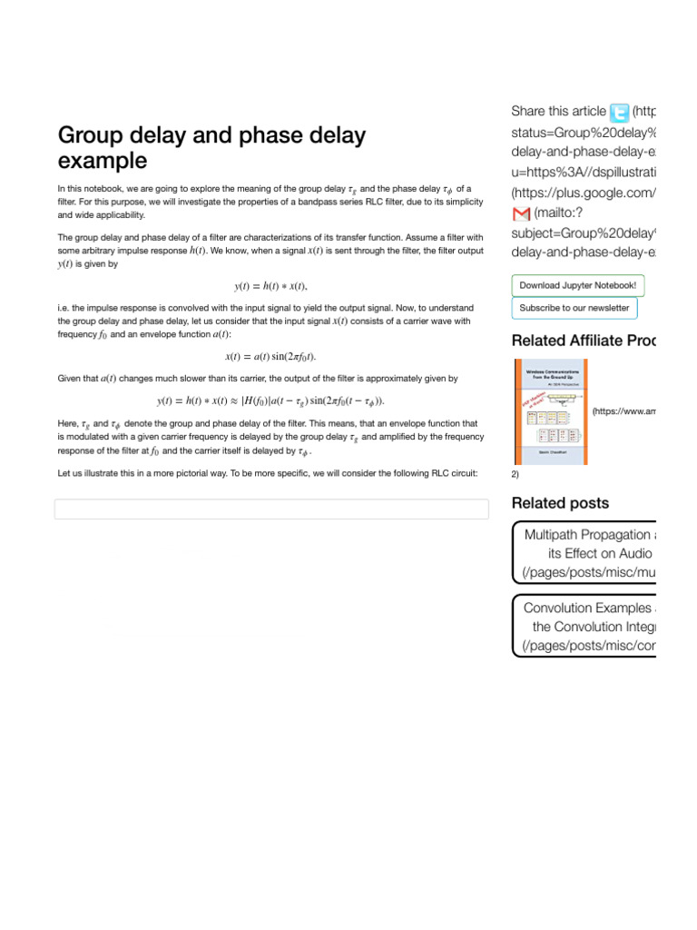 Group and Phase Delay in RLC Filters | PDF | Filter (Signal Processing ...