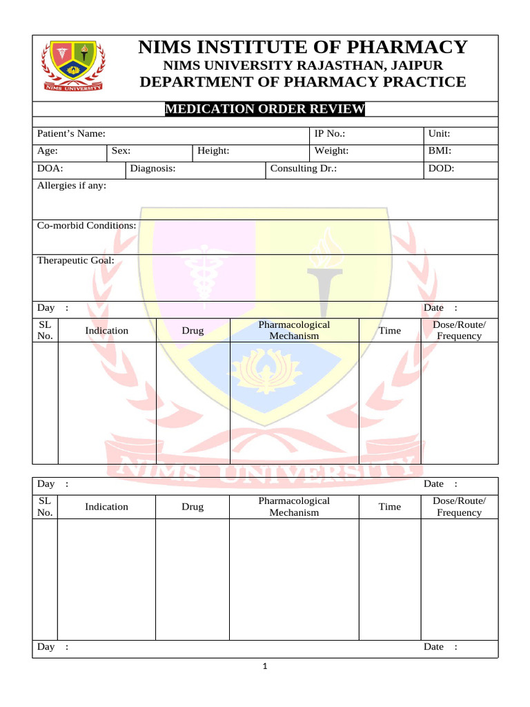 Medication Order Review Checklist | PDF | Medical Prescription | Drugs