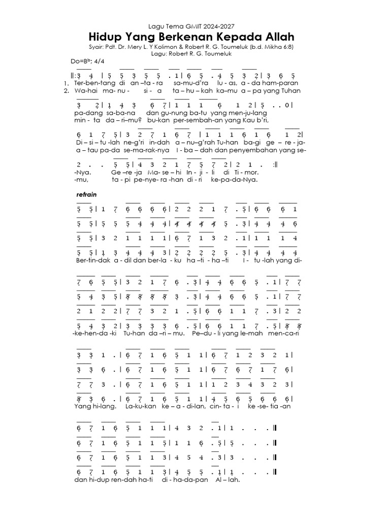 Lagu Tema 2024 2027 SATB 1 | PDF