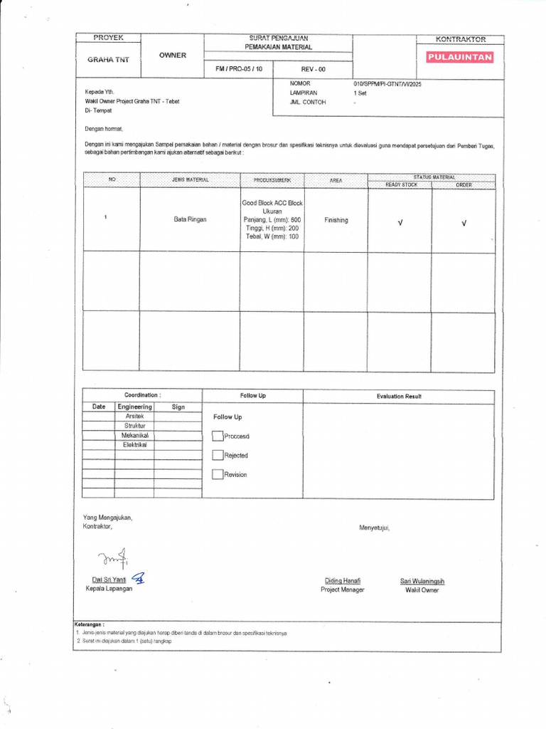 10 Approval Matrial Bata Ringan | PDF