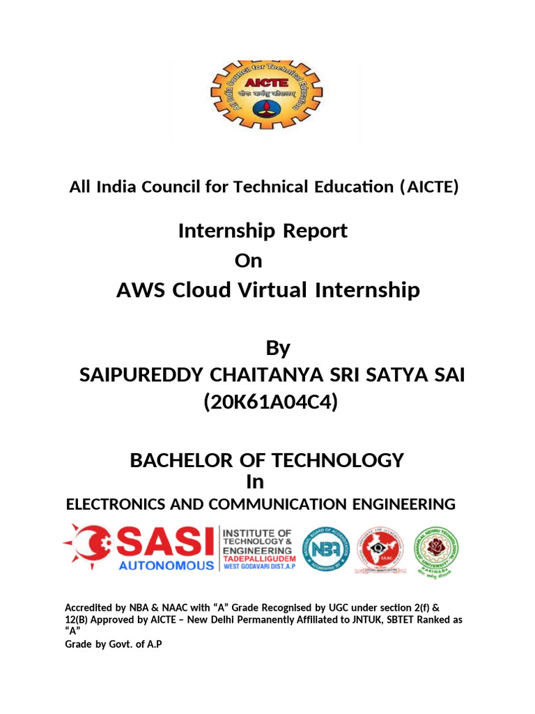 AWS Cloud Virtual Internship REPORT AICTE | PDF | Cloud Computing | Virtual Machine