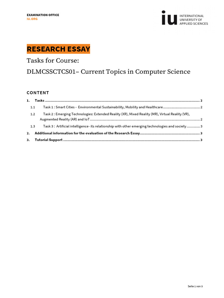 Research Essay Tasks in Computer Science | PDF | Artificial ...