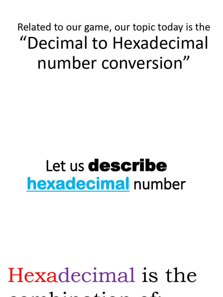Q3 W5 Decimal To Hexadecimal | PDF