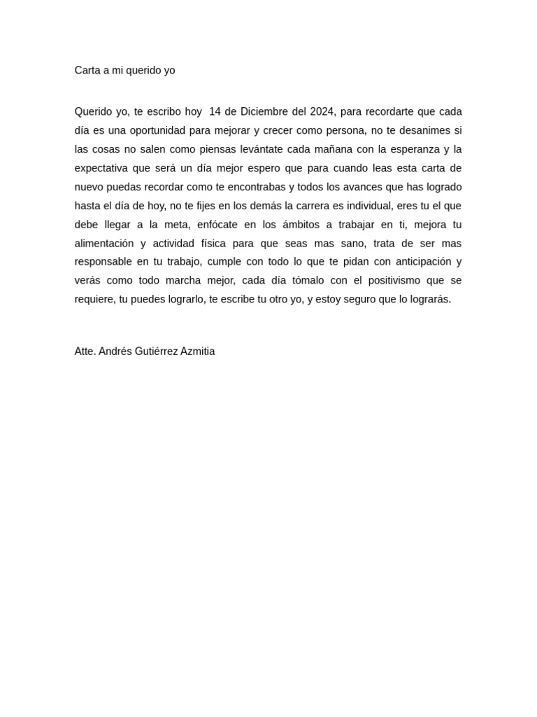 Carta a mi futuro yo: Reflexiones y metas | PDF