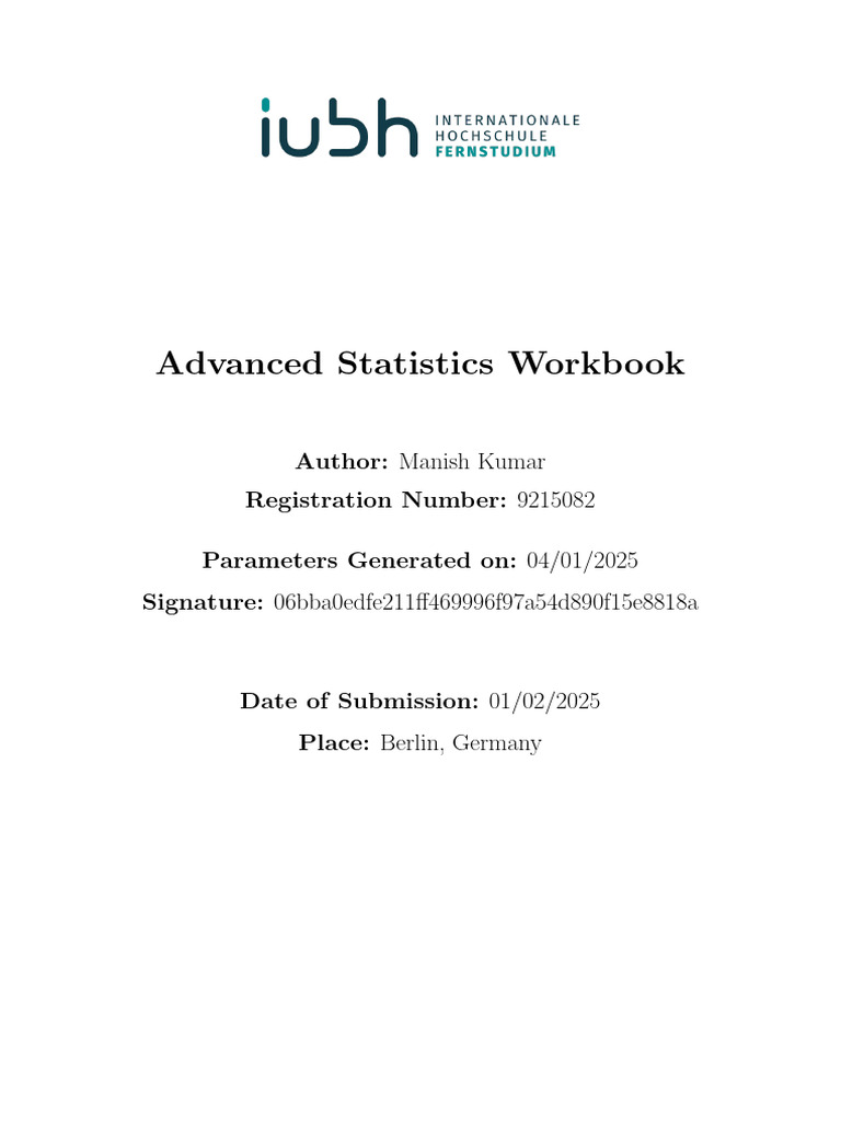 Advanced Statistics Workbook Overview | PDF | Ordinary Least Squares ...