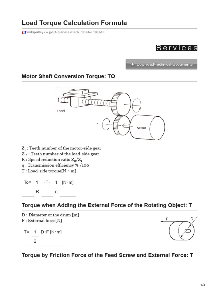 Load Torque Calculation Methods | PDF