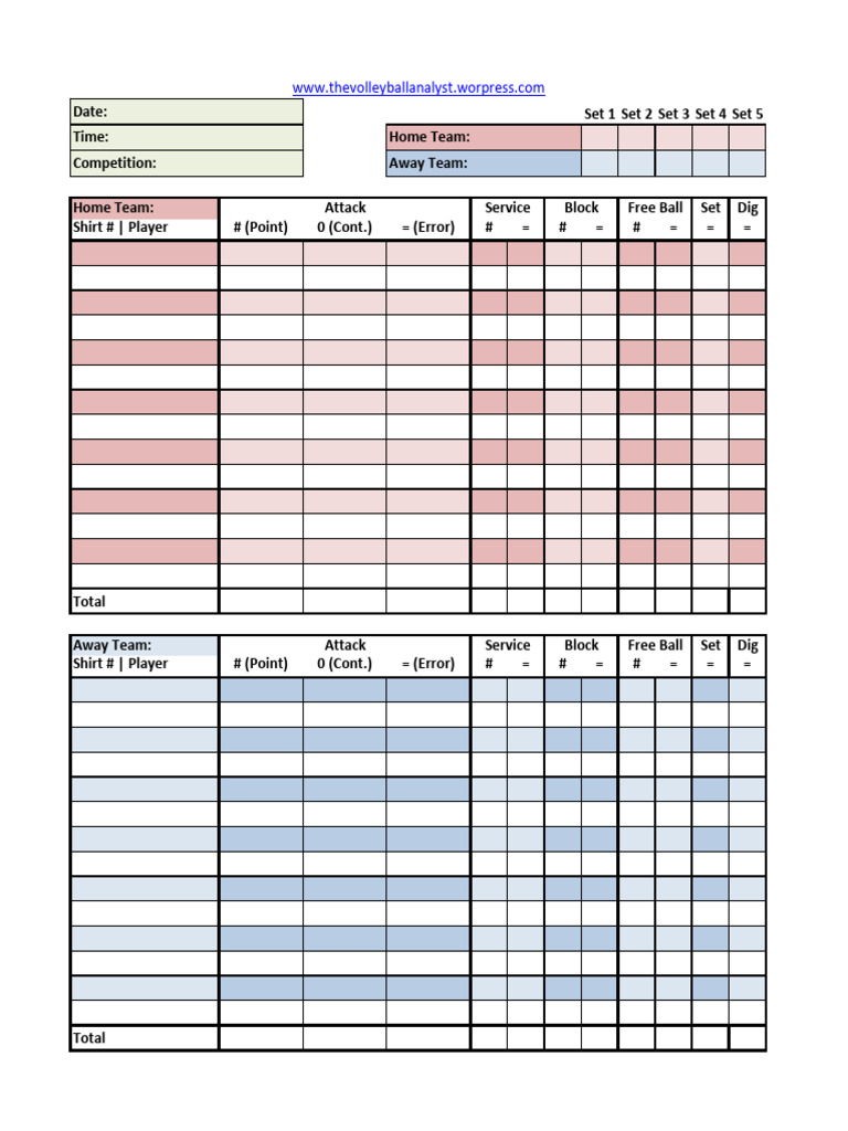 Volleyball Stat Sheet Hand Notation 2024 | PDF