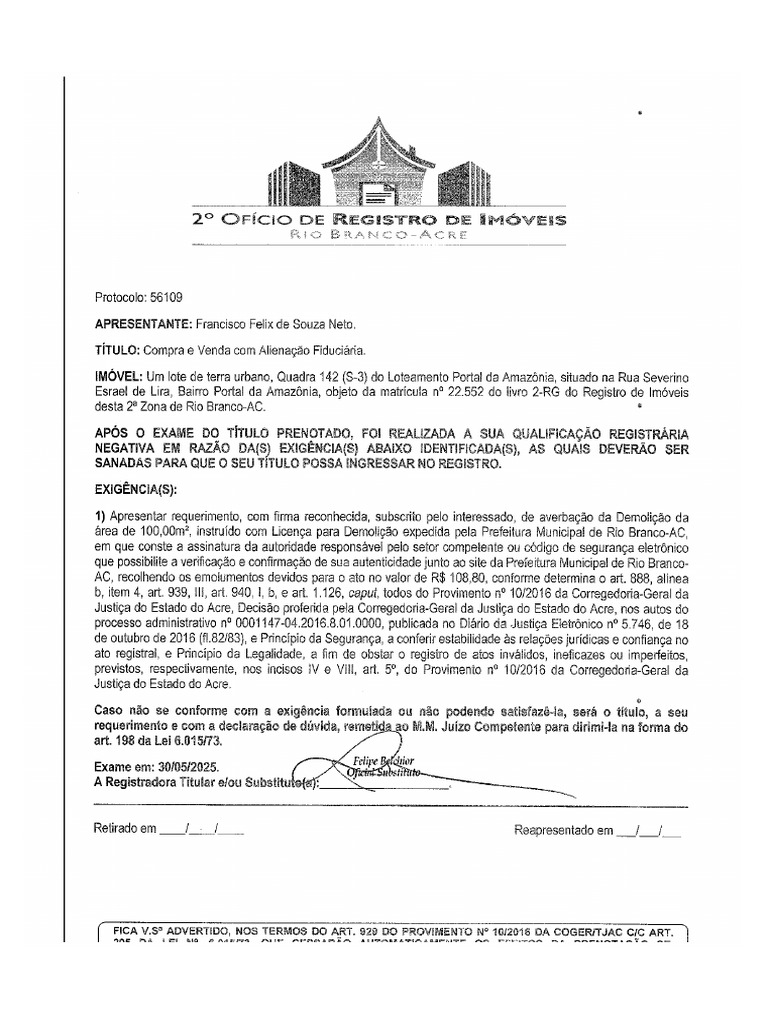 Nota Devolutiva 56109 | PDF