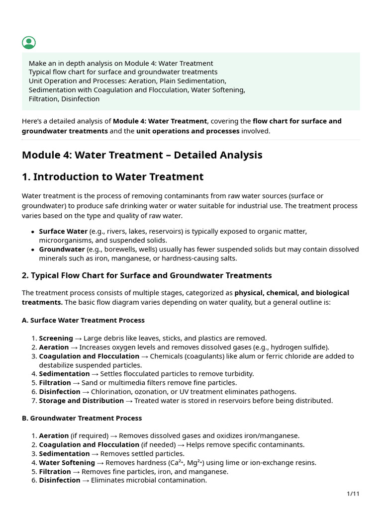 Water Treatment Processes Overview | PDF | Water Purification ...