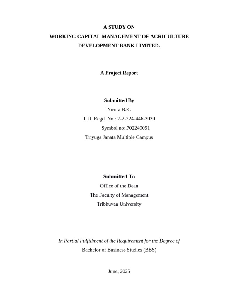 Working - Capital (1) Final | PDF | Working Capital | Banks