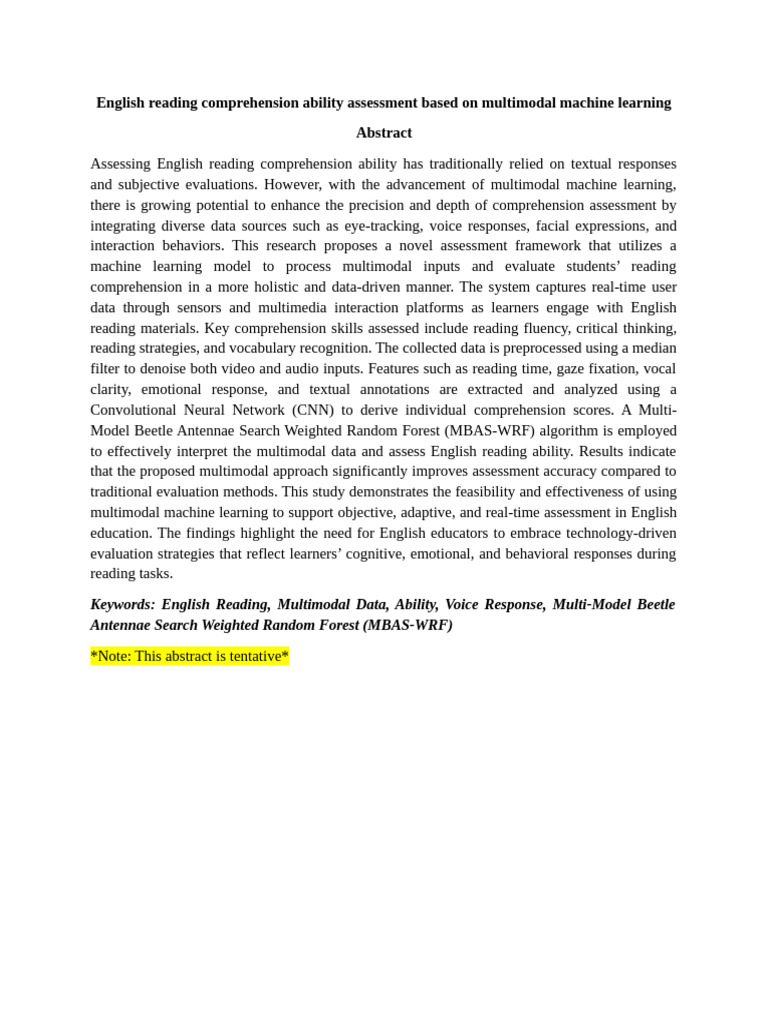 English Reading - Abstract - 20.6.25 | PDF