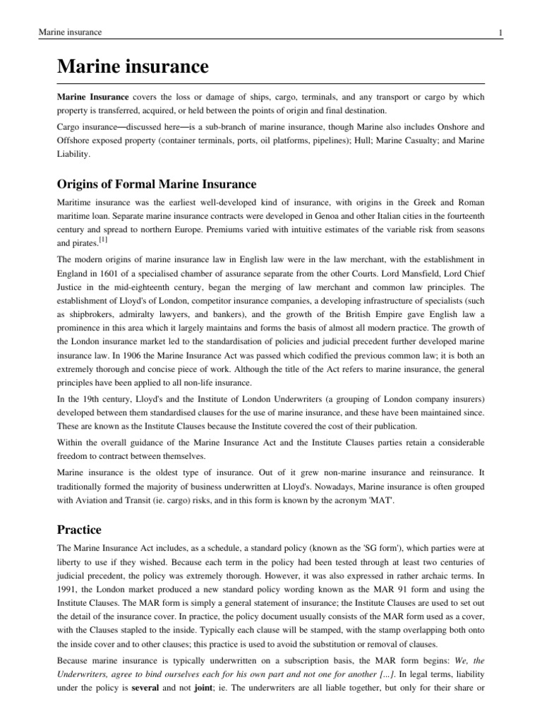 Marine Insurance | Financial Risk | Insurance