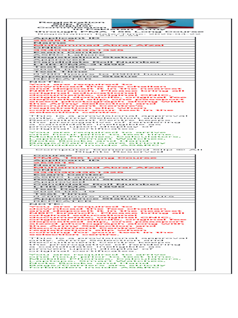 Registration Slip | PDF